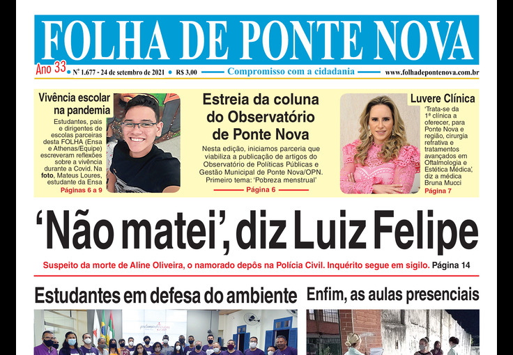 Nº 1677 – 24 de Setembro de 2021 - Folha de Ponte Nova